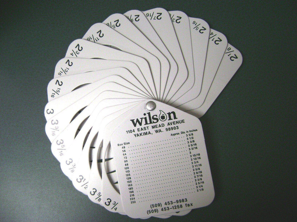 Fruit Sizing Cards — OrchardValleySupply.com